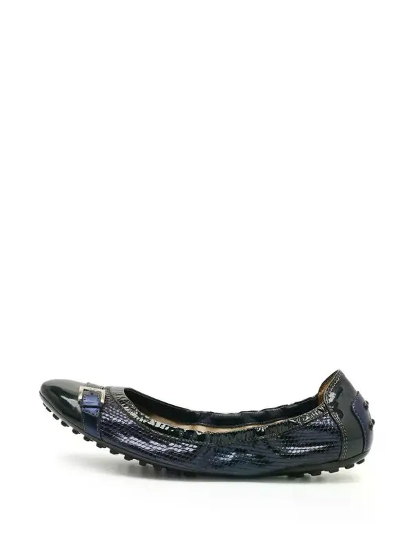 TOD'S Buckled Snakeskin-effect Ballet Flats - Blue