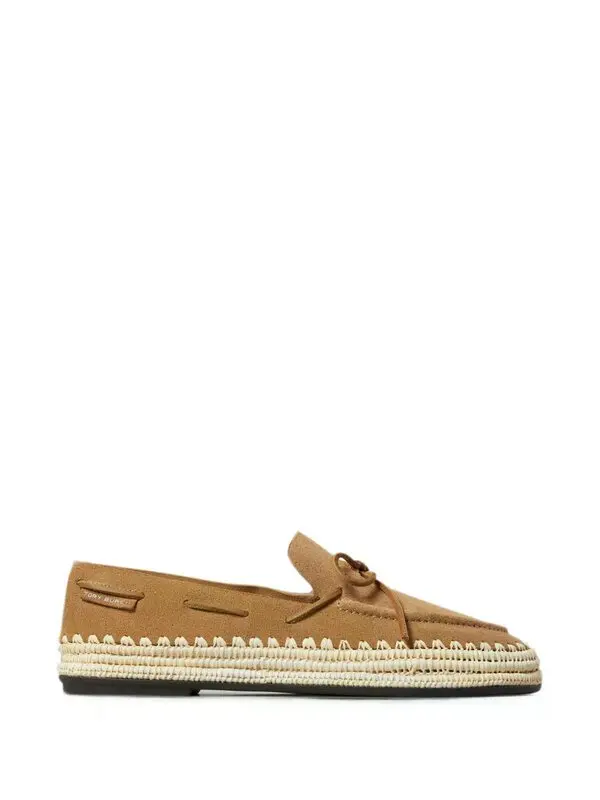 Tory Burch Raffia Trimmed Loafers - Neutrals