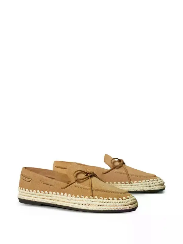 Tory Burch Raffia Trimmed Loafers - Neutrals