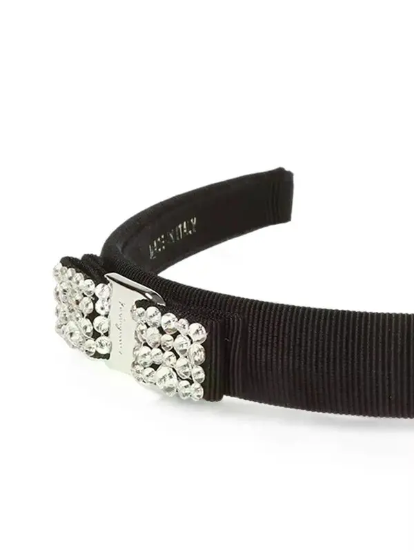 FERRAGAMO Vara Bow Crystal-embellished Headband - Black