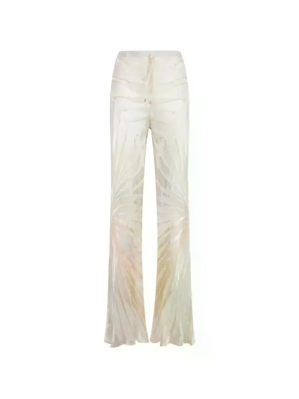 Roberto Cavalli Leaf Devoré Drawstring Trousers - White