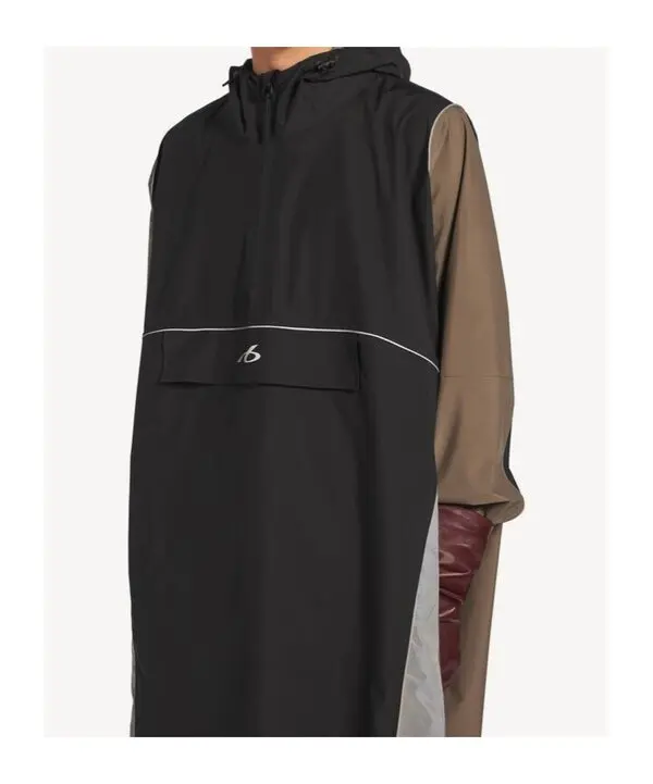 Balenciaga Techwear Poncho With Drawstring Hood And Reflective Details