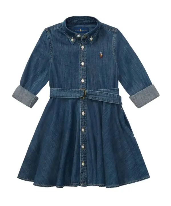 Polo Ralph Lauren Denim Shirt Dress With Embroidered Pony - Blue