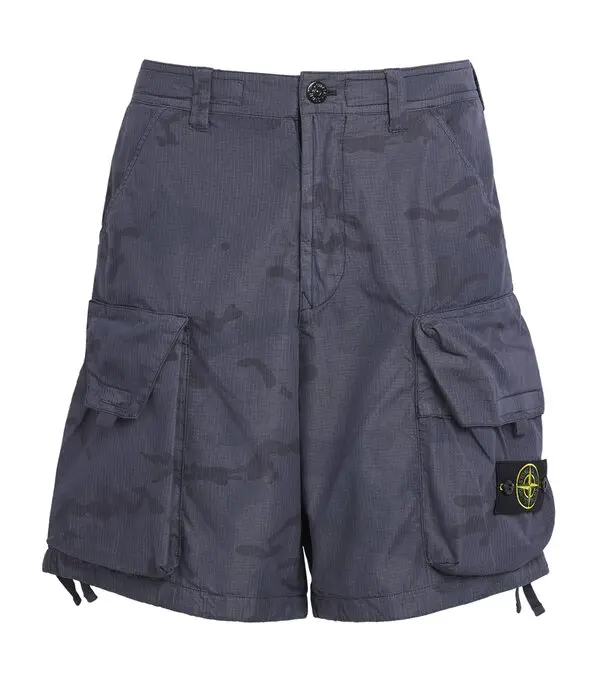 Stone Island Ripstop Faded Camo Cargo Shorts - Grey
