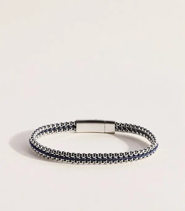 Tateossian Sterling Silver Woven Tris Bracelet - Blue