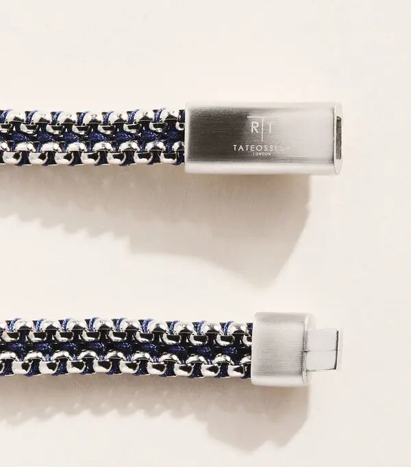 Tateossian Sterling Silver Woven Tris Bracelet