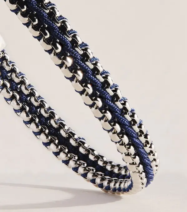 Tateossian Sterling Silver Woven Tris Bracelet