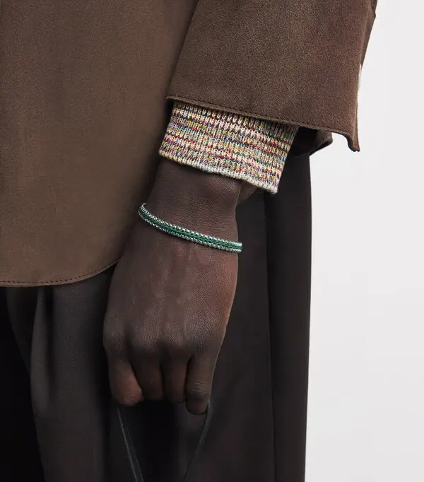Tateossian Sterling Silver Woven Tris Bracelet