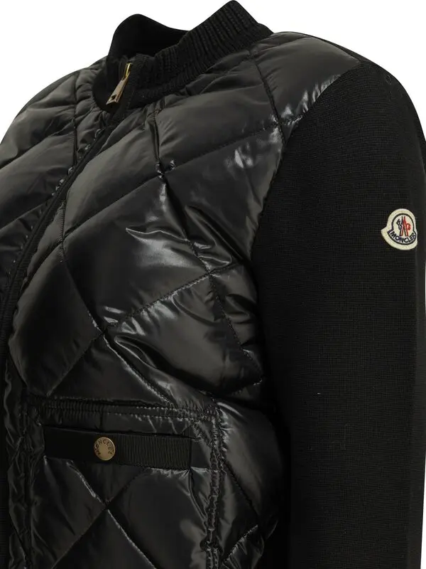 Moncler Logo Patch Zip-up Quilted Cardigan