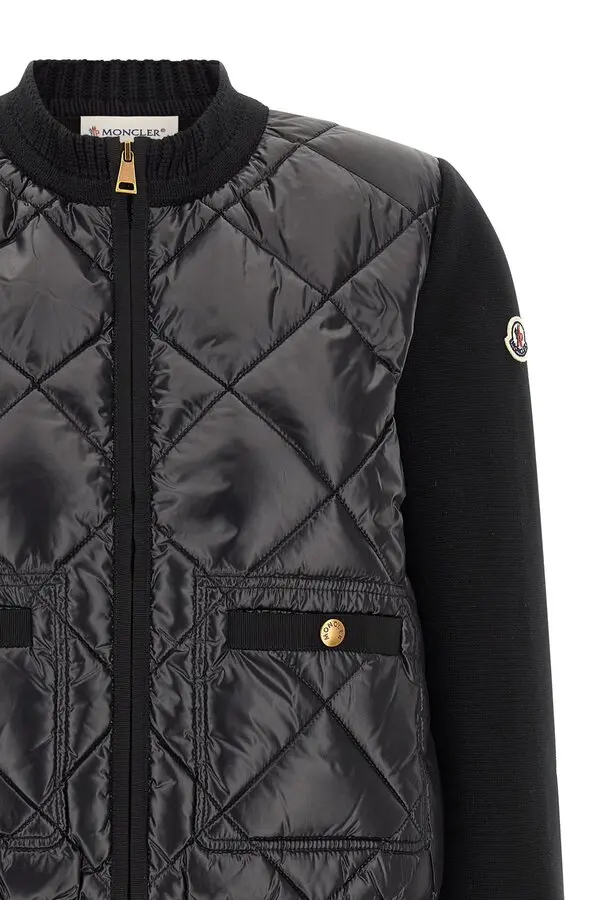 Moncler Logo Patch Zip-up Quilted Cardigan