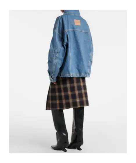 Attico Plaid Pleated Cotton Midi Skirt