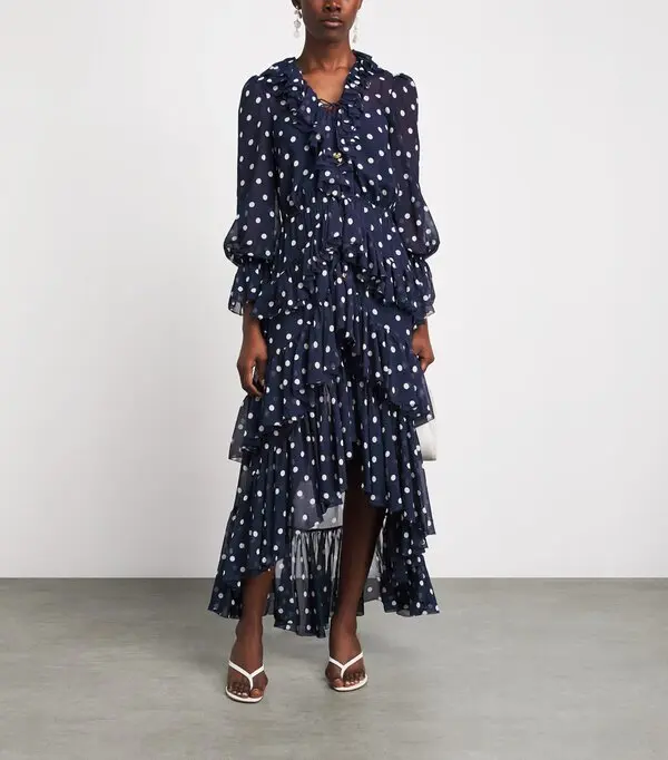 SELF-PORTRAIT Tiered Polka-dot Midi Dress