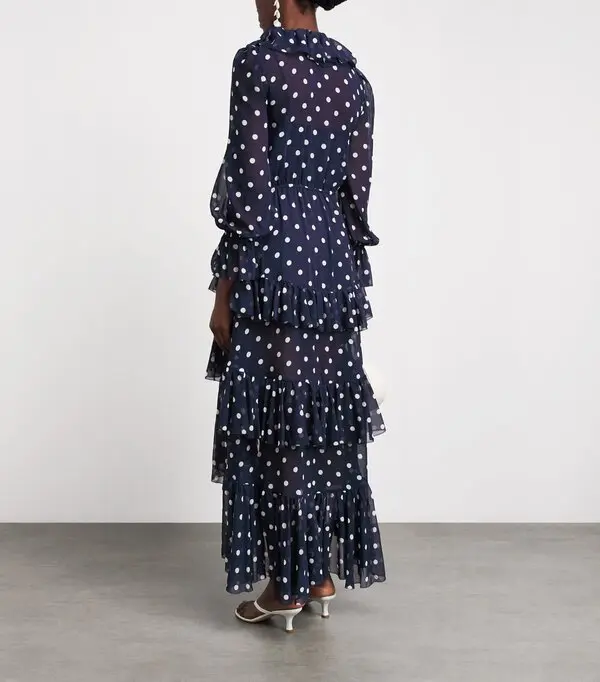 SELF-PORTRAIT Tiered Polka-dot Midi Dress