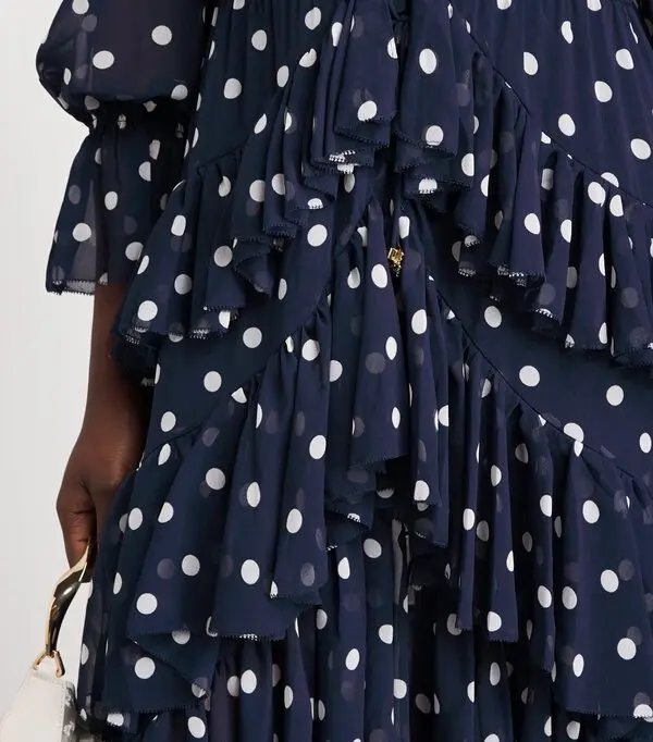 SELF-PORTRAIT Tiered Polka-dot Midi Dress