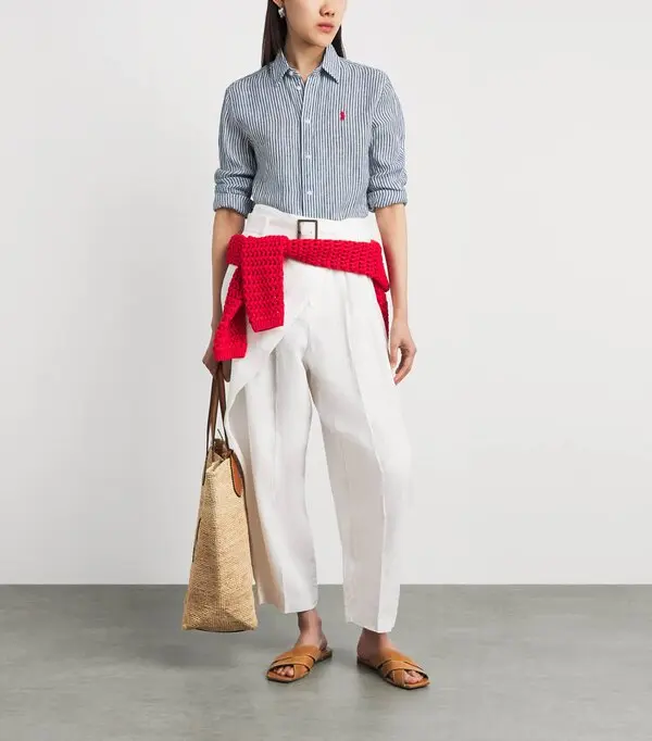 Polo Ralph Lauren Striped Linen Button-up Shirt With Embroidered Logo