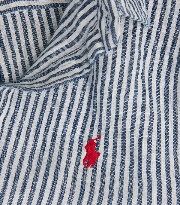 Polo Ralph Lauren Striped Linen Button-up Shirt With Embroidered Logo