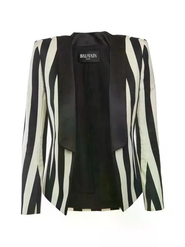 Balmain Stripe-pattern Open-front Blazer - Black