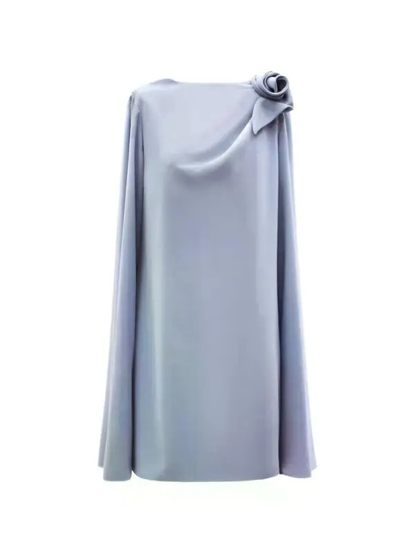 GEMY MAALOUF Cape-sleeve Dress With Floral Appliqu - Blue