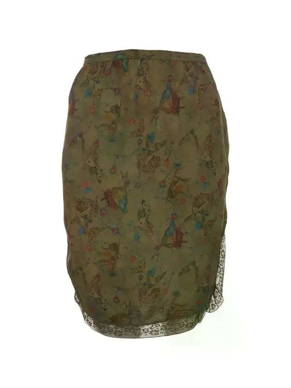 Zadig&Voltaire Floral Butterfly-print Lace-trim Mini Skirt - Green