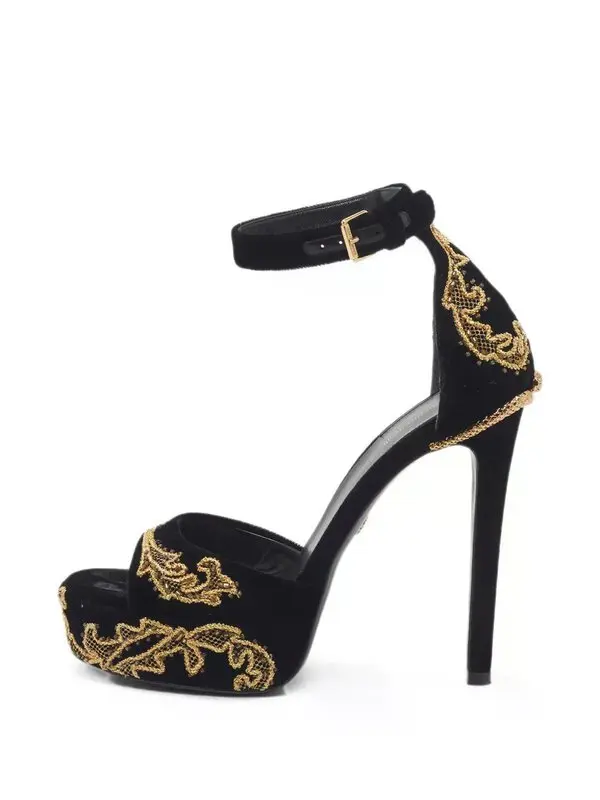 Roberto Cavalli Baroque-embellished Platform Sandals - Black