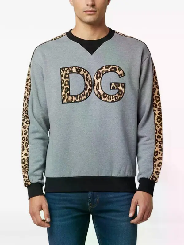 D&G PREOWNED D&g Leopard Print Crewneck Sweatshirt - Grey