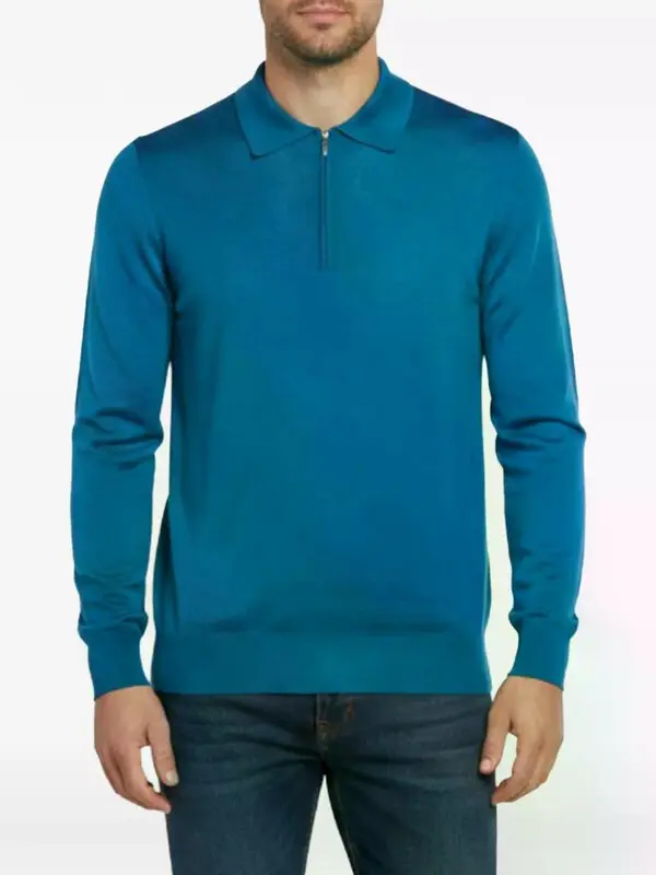 ZILLI Quarter-zip Polo Sweater - Blue