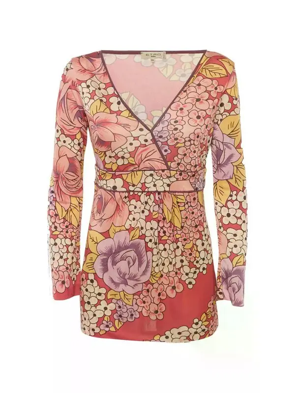 Etro Floral Print V-neck Long Sleeve Top