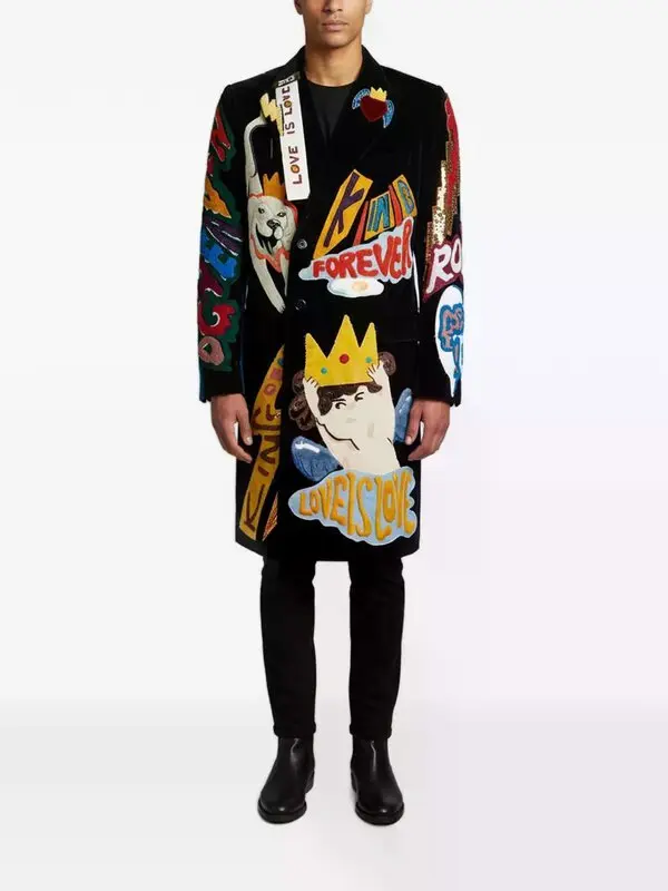 D&G PREOWNED Heaven King Buttoned Coat - Black