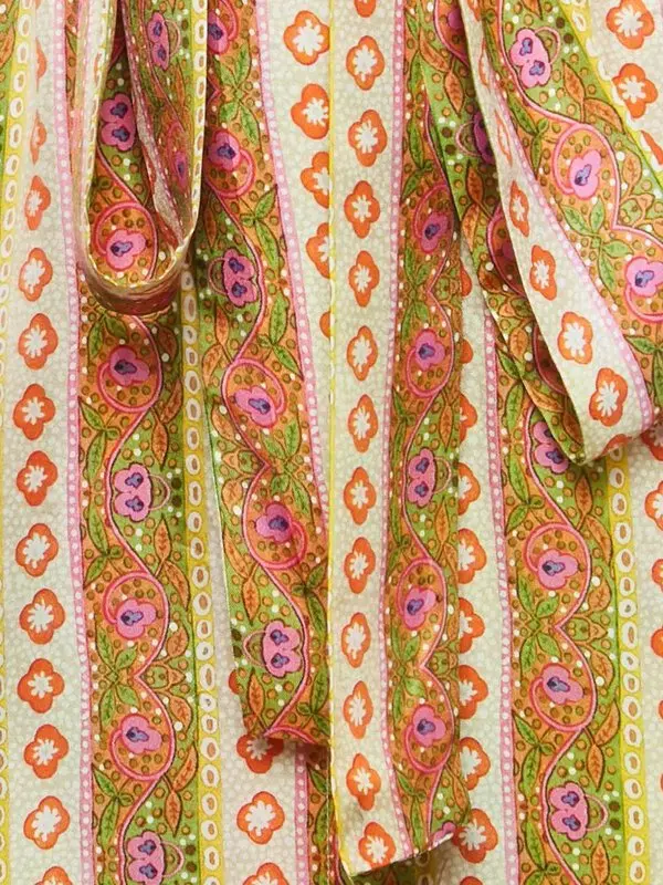 Sandro Floral Striped Kaftan Midi Dress