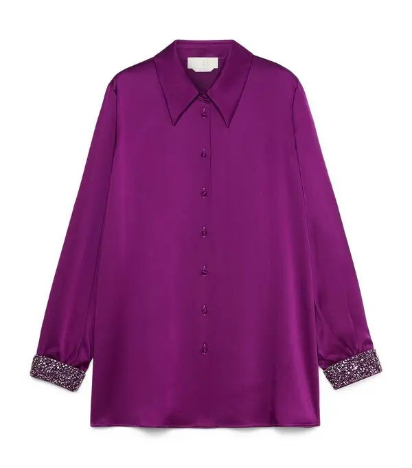 Marina Rinaldi Embellished Collared Shirt - Purple