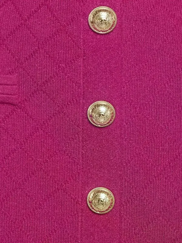 Balmain Mini Button-detail Jacquard-knit Dress