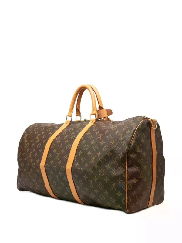 LOUIS VUITTON Monogram Keepall Bandouliere 55 Travel Bag - Brown