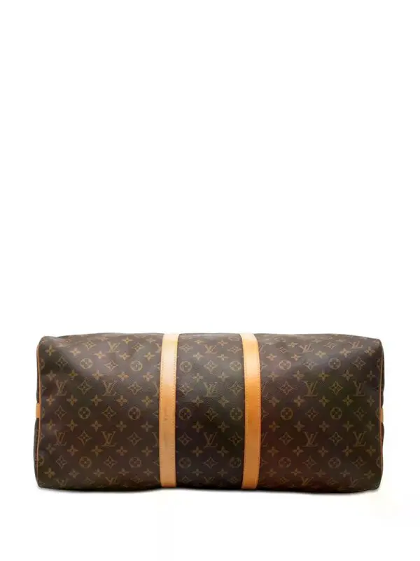 LOUIS VUITTON Monogram Keepall Bandouliere 55 Travel Bag - Brown