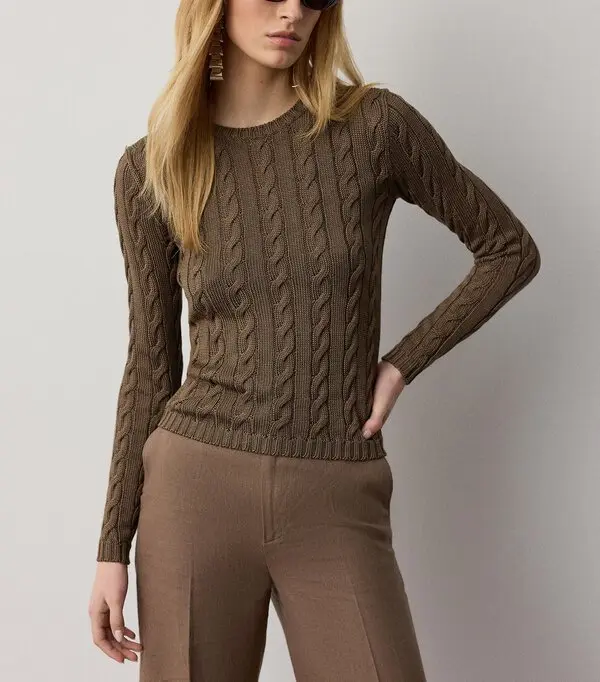 Ralph Lauren Silk-blend Cable-knit Sweater