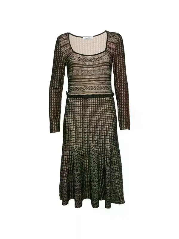 Valentino Garavani Crochet Knit Midi Dress - Brown