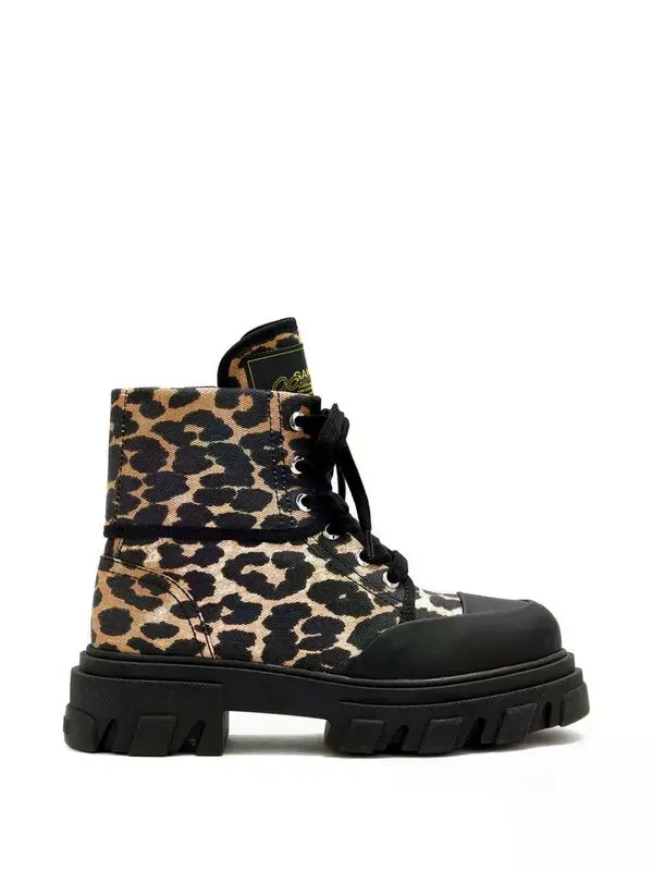 GANNI Trail Leopard-print Combat Boots