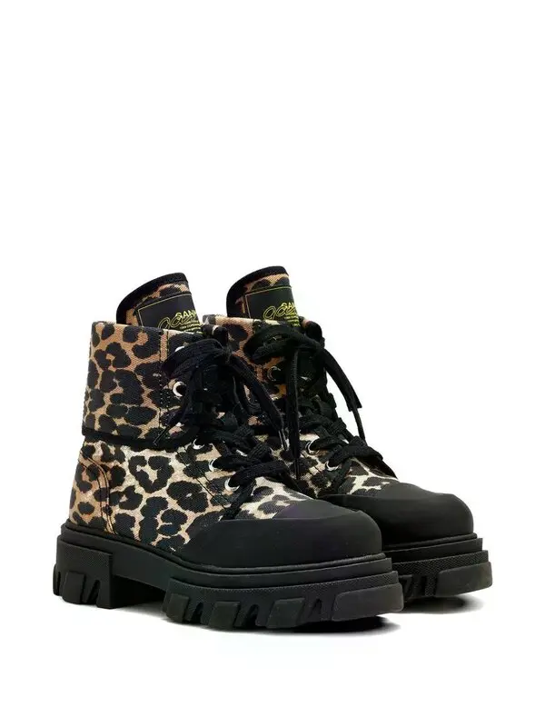GANNI Trail Leopard-print Combat Boots