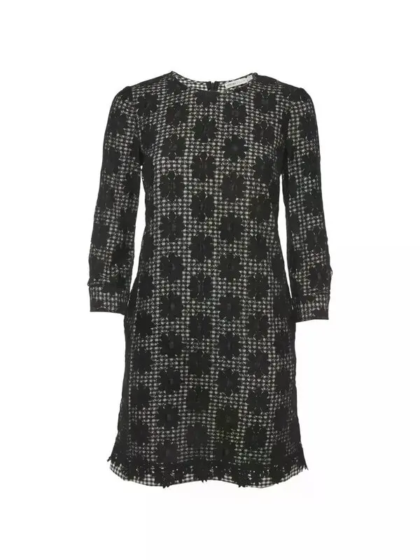 See By Chloé Checkered Floral-mesh Shift Dress