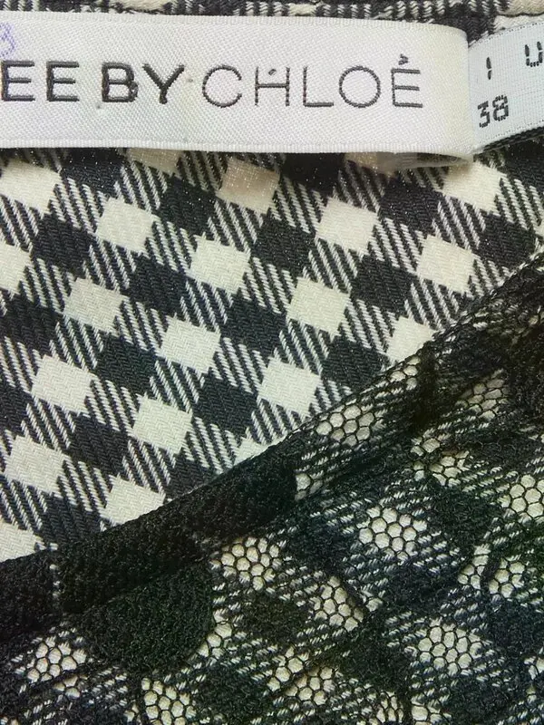 See By Chloé Checkered Floral-mesh Shift Dress