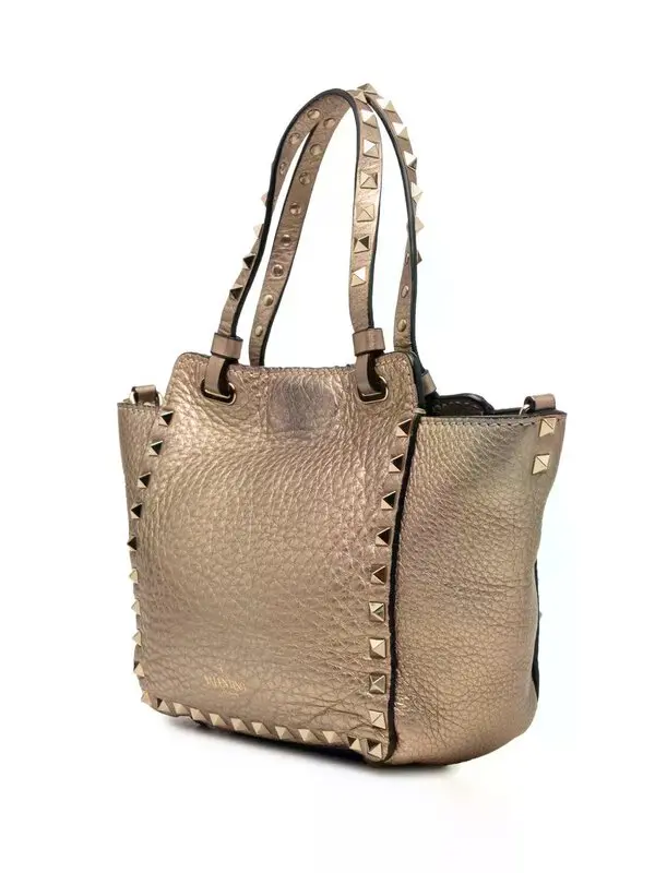 Valentino Garavani Mini Rockstud Trapeze Satchel Tote Bag - Gold