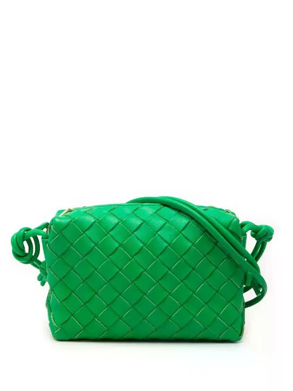 Bottega Veneta Mini Lambskin Intrecciato Loop Camera Bag - Green