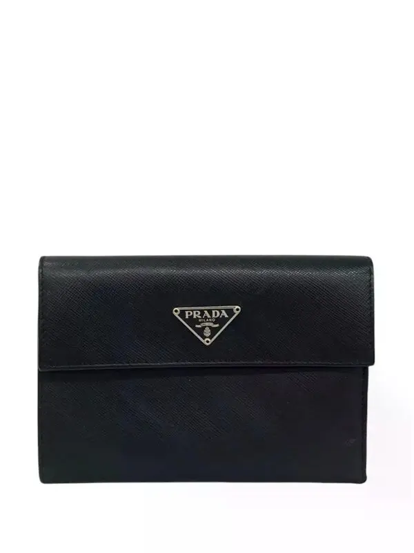 Prada 2000-2013 Saffiano Trifold Wallet Small Wallets - Black