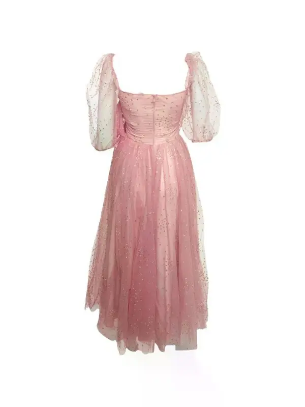 Red Valentino Glittered Bow-embellished Dress - Pink
