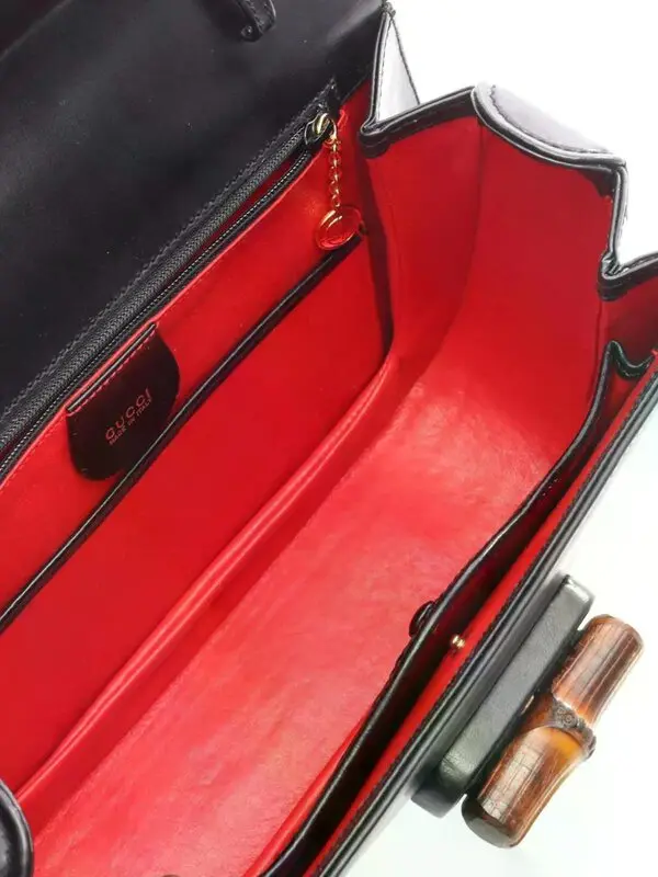 Gucci Calfskin Bamboo Night Satchel - Black