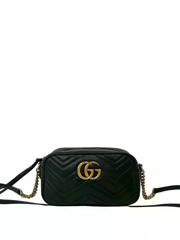 Gucci Small Gg Marmont Matelassé Calfskin Crossbody Bag - Black