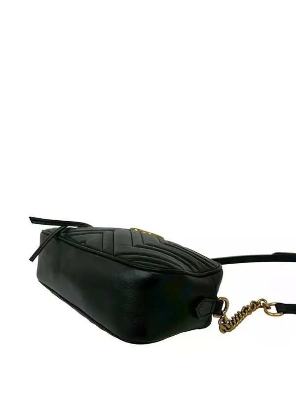 Gucci Small Gg Marmont Matelassé Calfskin Crossbody Bag - Black