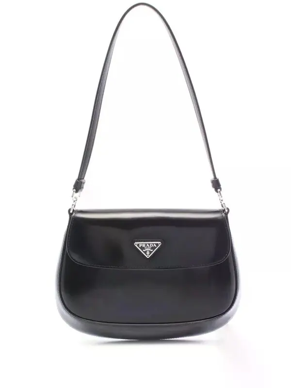 Prada Brushed Leather Cleo Flap Crossbody Bag - Black