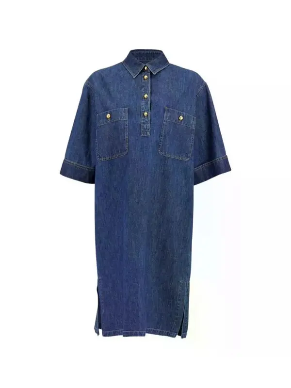Valentino Garavani Cotton Shirt Dress With Pocket Detail - Blue