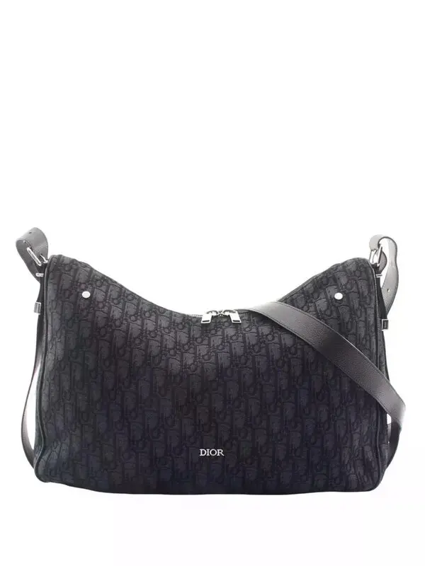 Dior Large Oblique Canvas Zipped Hobo Bag - Black
