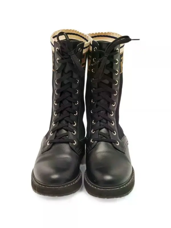Fendi Rockoko Zucca Combat Boots